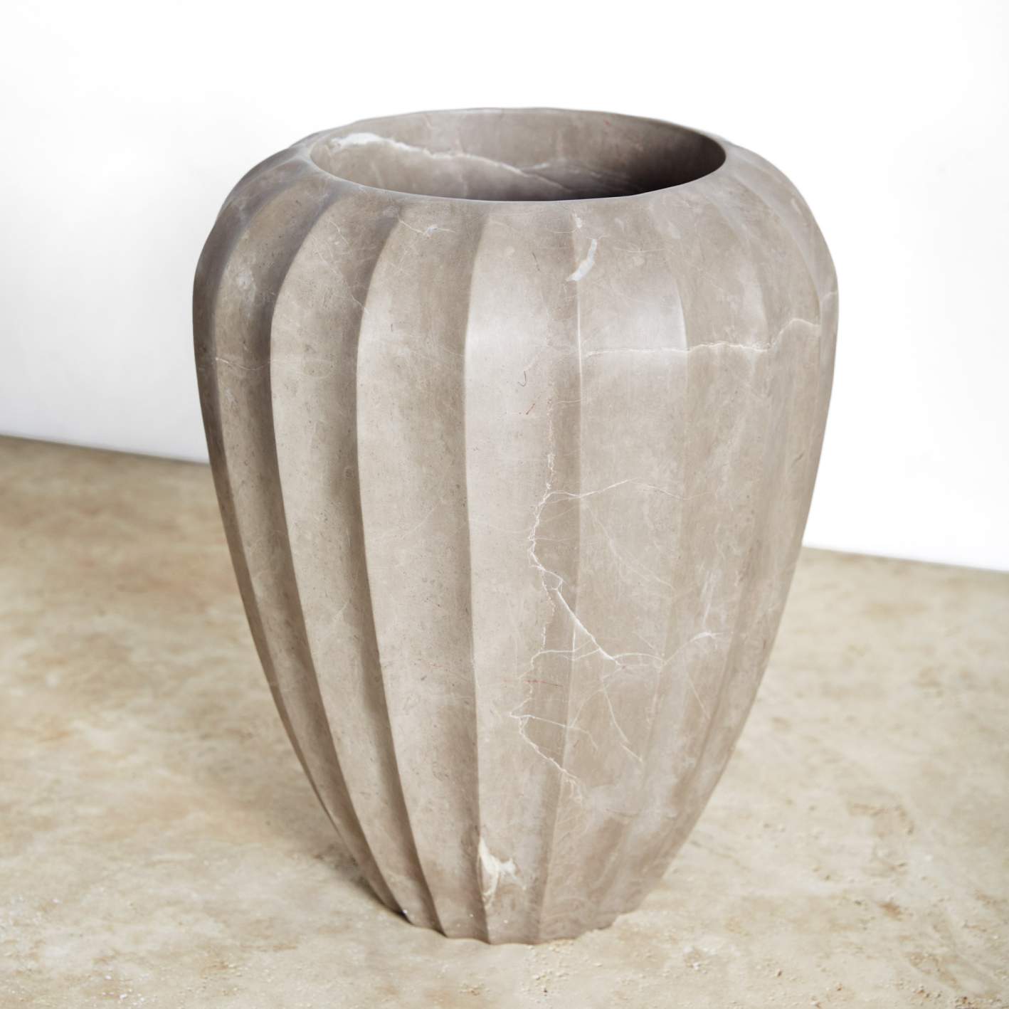 Large Fluted Marble Vase by Kelly Wearstler